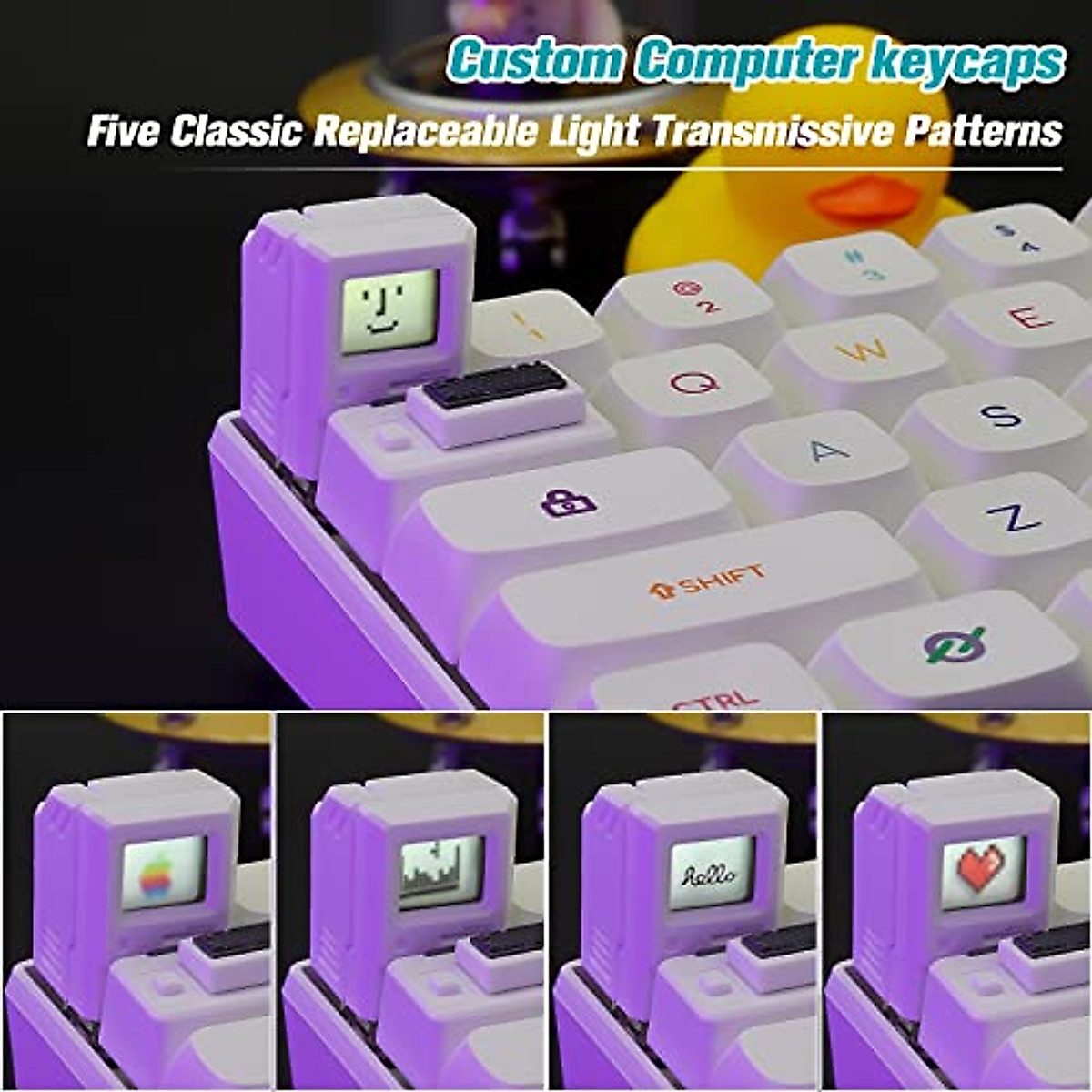 HELOIA Custom Keycaps for Esc Key and Tab Key - Magnetic Light Transmission Keycaps - Classic Retro Mechanical Backlit Keyboard Esc Tab Keycap for GK61 GK64 SK87 GH60 PC Gamer ect Most Keyboard(White)