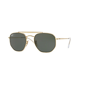 Ray-Ban RB3648 THE MARSHAL 001 54M Gold/Green Hexagonal Sunglasses For Men For Women + BUNDLE with Designer iWear Eyewear Kit