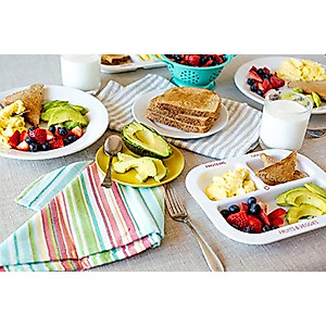 Health Beet Portion Plate for Kids, Toddlers - Rectangle Kids Plate with Dividers and Nutrition Portions for Healthy Eating Habits (Single Plate)