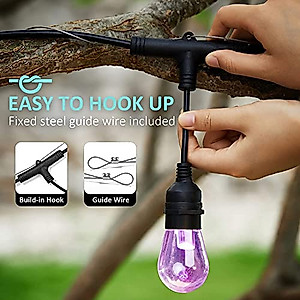 XMCOSY+ Outdoor String Lights, 98 Ft Smart RGB Patio Lights, App & WiFi Control LED String Lights Works with Alexa, IP65 Waterproof Color Changing RGBW Outdoor Lights with 30 Dimmable LED Bulbs