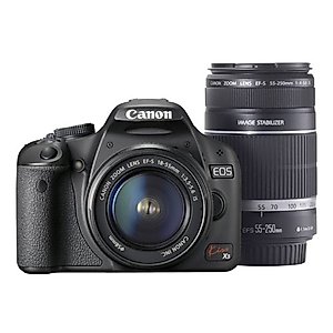 Canon EOS Kiss X3 IS Camera with EF-S18-55mm F3.5-5.6 IS + EF-S55-250mm F4-5.6 IS - International Version (No Warranty)