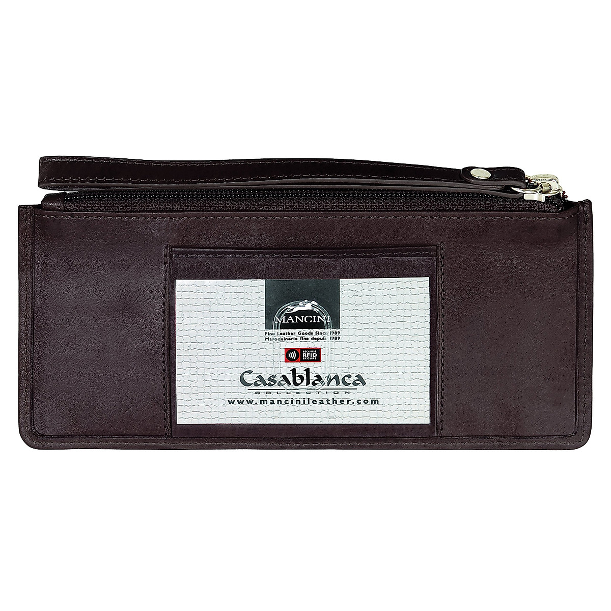 Mancini Ladies' Leather Wristlet Wallet (RFID Secure) in Red