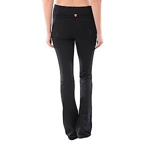 T-Party Fold-Over Waist Yoga Pants,Small,Black