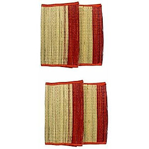 Pooja Aasan Pooja Mat Yoga Aasan Yoga Mat Aasan mat Aasan for Pooja Peck of 4 Size 18x18 inch ( Pink, Brown)