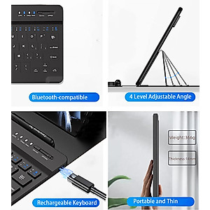 voppton for Samsung Galaxy Z Fold 6 5 4 Keyboard and Mouse, Portable Magnetic Bluetooth Keyboard with Leather Case and Capacitive Pen, Wireless Keyboard Case for Z Fold 6 Accessories,Black