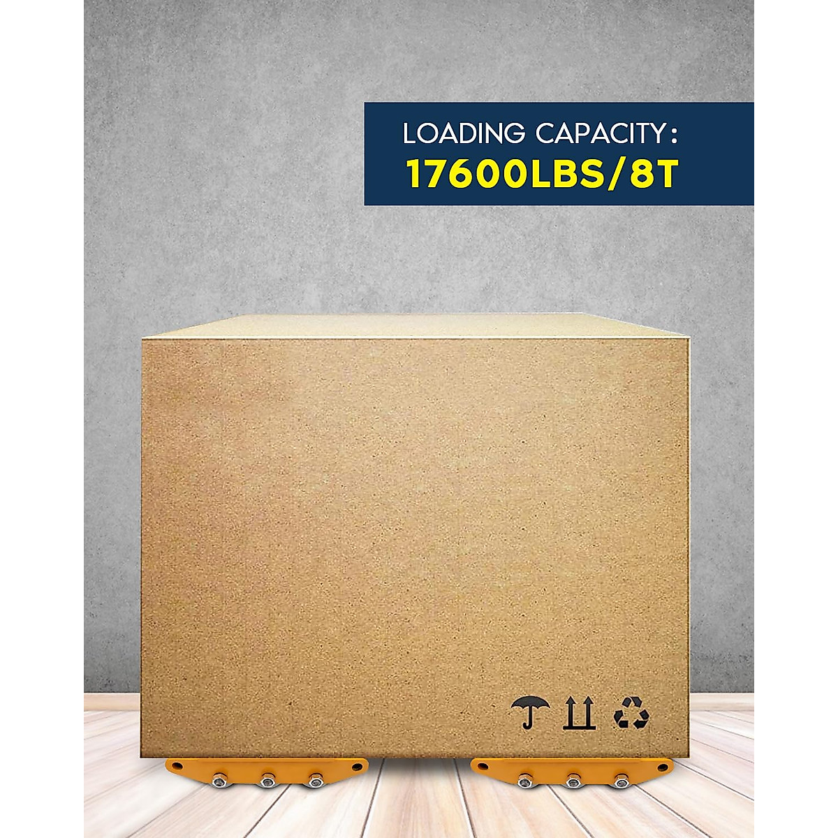 FAHKNS Machinery Moving Skate Heavy Duty Machinery Skates Cargo Mover 8T Machine Skates with 360° Rotation Cap 6 Steel Rollers for Heavy Duty Industrial Moving Equipment(Yellow)