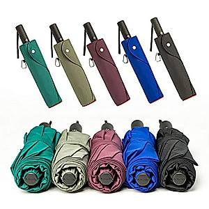 Portobello Large Travel Umbrella Folds Into Portable Travel Size - 54 Inch Double Vented Canopy Big Enough To Fit In 2 Adults - Auto Open Close (Green)