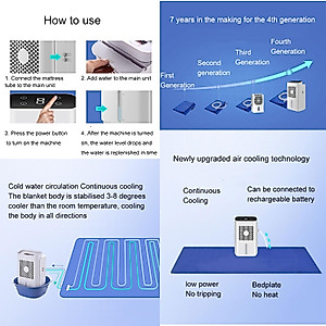 ZHIBIMOI Water-Cooled Mattress, Bed Cooling System, Mattress Cooler with LCD Display, Portable Bed Chiller with Silent Water Pump for Used in Summer Cooling and Optimized Sleep(63x27.6in)