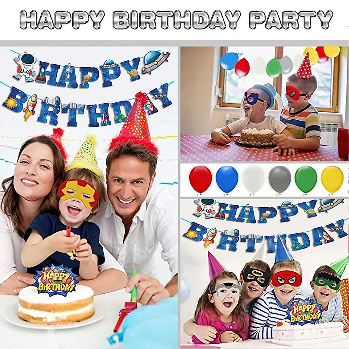 Space Party Decorations, Outer Space Theme Birthday Supplie, Solar System Hanging Banner Astronaut, Spaceship Rocket Galaxy Party Decor, Planet Birthday Party Banner for Boys Kids