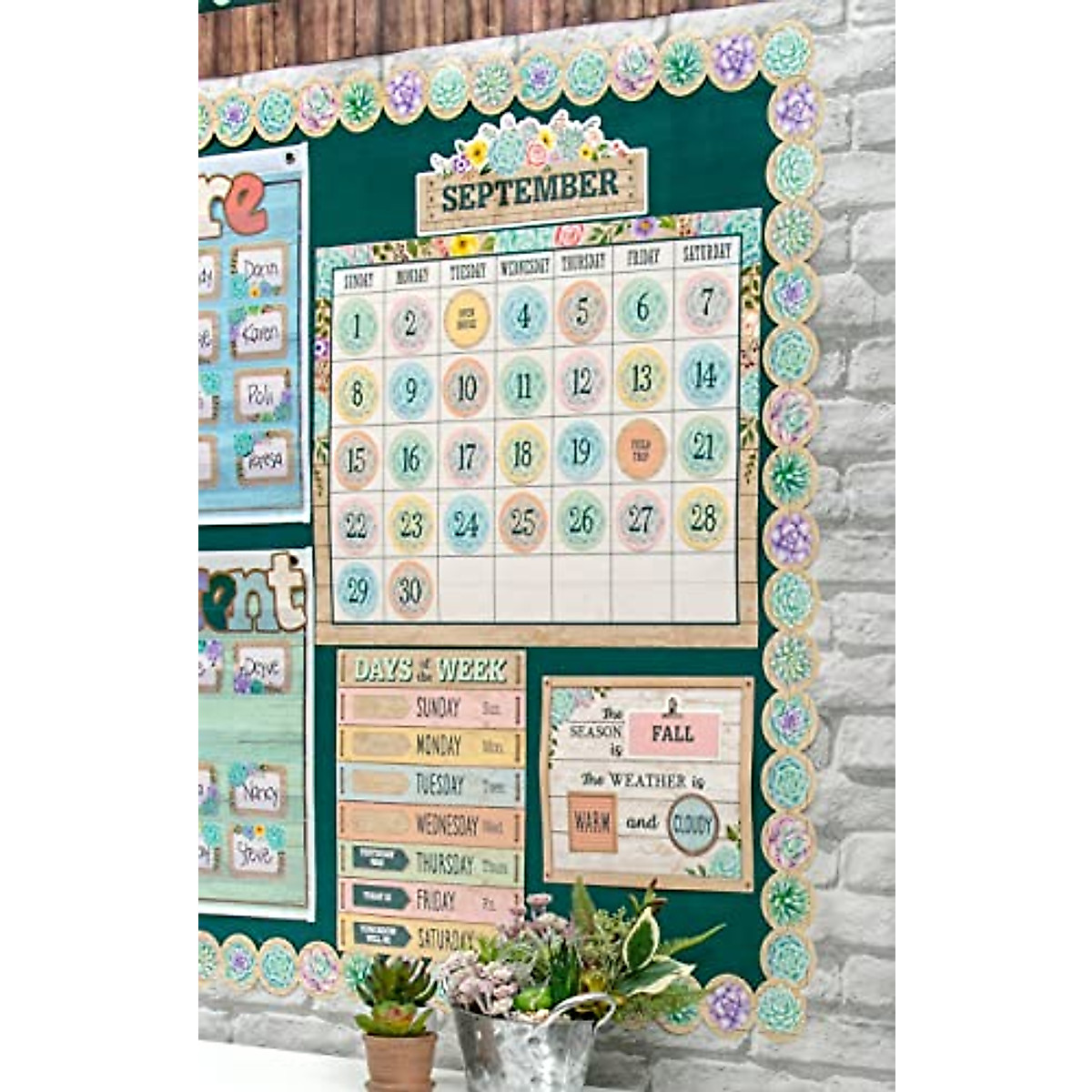 Rustic Bloom Succulent Die-Cut Border Trim