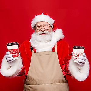 Whaline Christmas Coffee Tea Cup Sleeves 30 Pack Disposable Cardboard Sleeves Double-Layer Paper Sleeves Fit 12 and 16oz Paper Cup for Hot Drinks Cold Beverage Cafe Shop Office, 6 Design