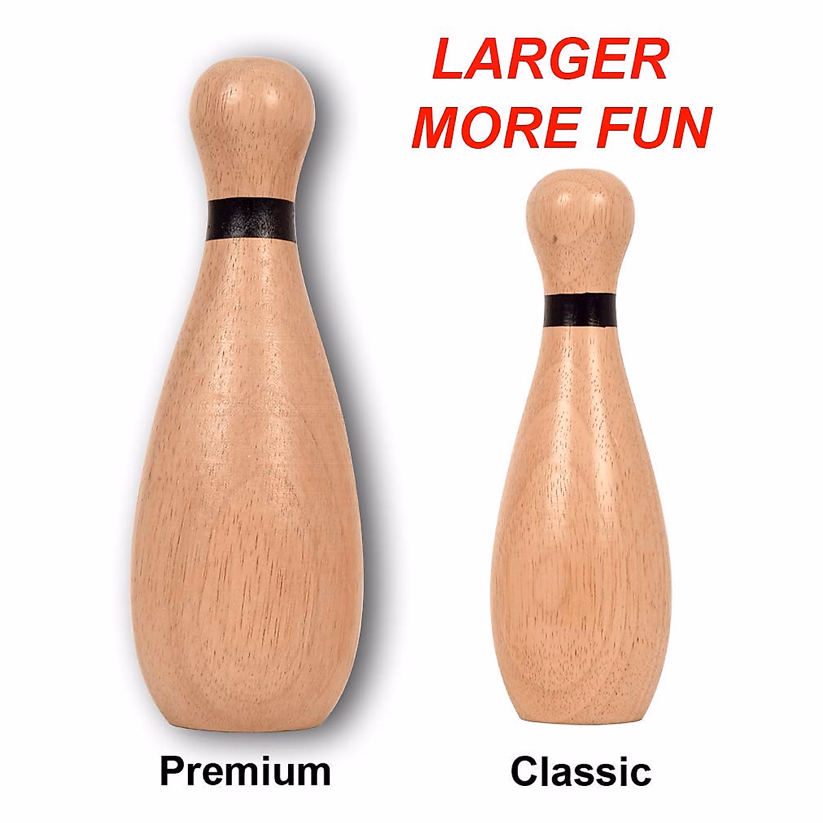 NI-ROU Outdoor Giant Lawn Bowling Games Wooden Lawn Set Fun Sports Games Outside or Indoor for Family Adults and Kids Backyard Skittles Carrying Bag with 10 Pins and 2 Balls