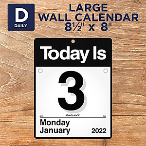 2022 Daily Wall Calendar by AT-A-GLANCE, 9-1/2" x 12", Small, “Today is” Design (K400)