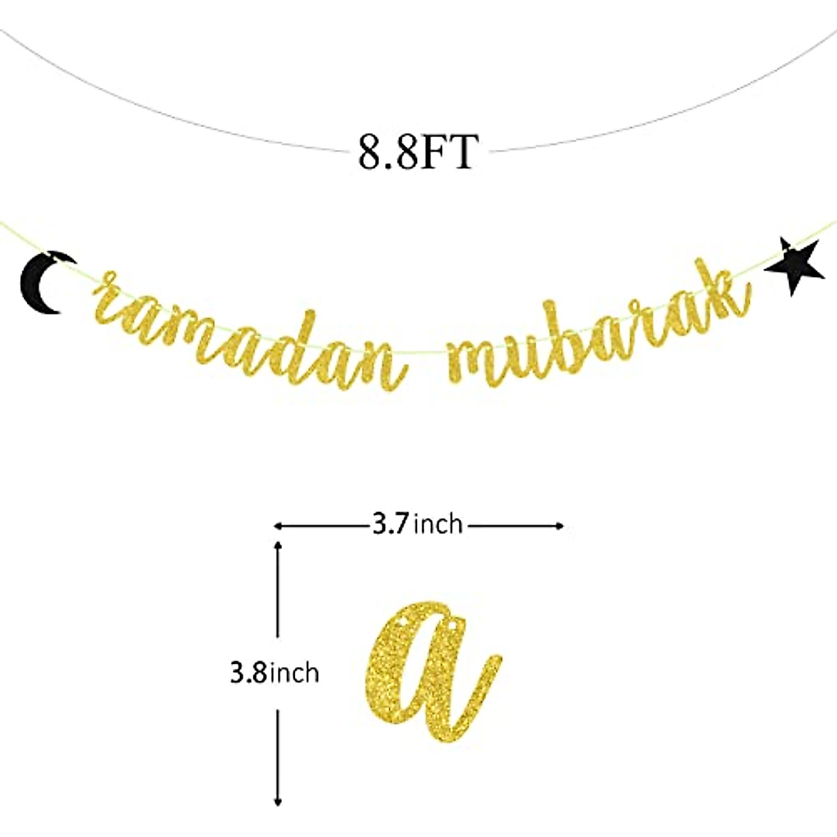 Ramadan Mubarak Banner Eid Mubarak Banner Gold GlitterEid Mubarak Decorations | Eid Mubarak Party Decorations Supplies Eid Mubarak Party Decorations（Coffee Gold and Black）