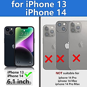 Warsia for iPhone 14 Case, iPhone 13 Case, with Screen Protector, Heavy-Duty Tough Rugged Shockproof Protective Case for iPhone 14/13, Black