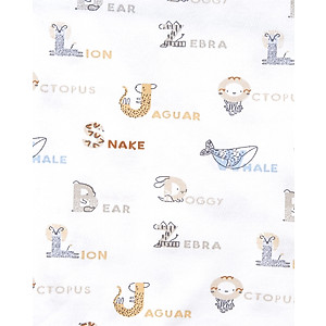 The Children's Place Unisex Baby Swaddle Blankets 2-Pack, Animal Words/Brook Stripe, No Size