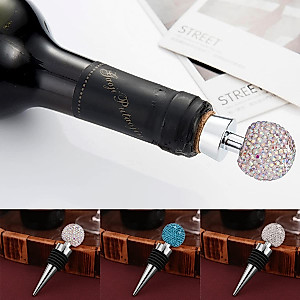 Cyberone Wine Stoppers Decorative, Cute Crystal Wine Bottle Stopper Reusable for Rose Wine, Red Wine, Whiskey and Beverage(2pcs white)