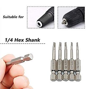 Uacen 5 Piece Magnetic Triangle Screwdriver Bit, S2 Steel Triangular Screwdriver Bit Set 1/4 Inch Hex Triangle Drill, 50 mm Length