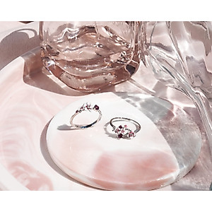 Anthia Jewelry 925 Sterling Silver Enamel Cubic Zirconia Wild Flower Dainty Ring (Silver & Pink, 5)