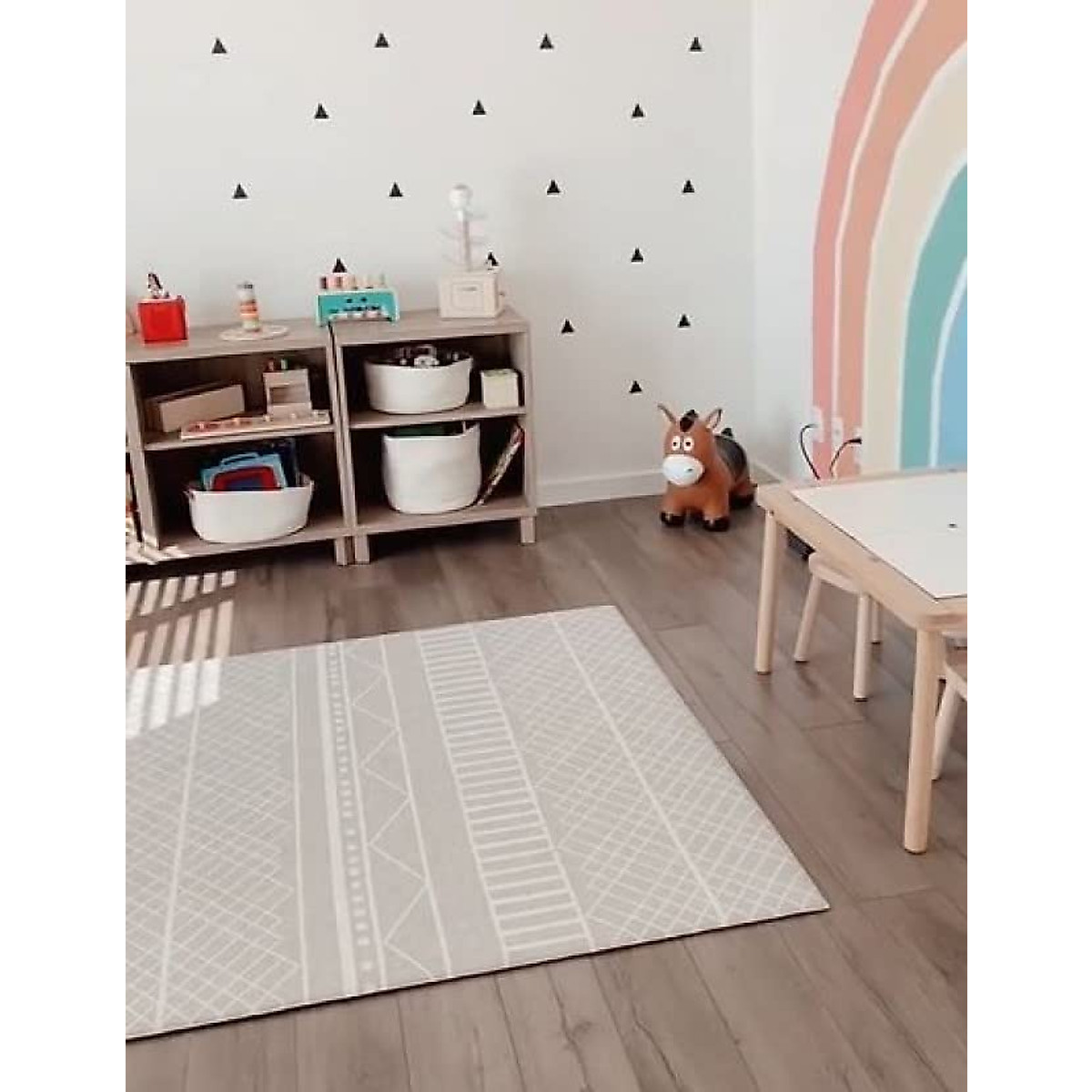 Ruggish Cali Play Rug 4.8 x 7.0 ft + Cali Play Runner 5.9 x 2.1 ft - Soft Cushion Reversible Baby Kids Playmat + Interactive Road Play Map + Waterproof (Warm Grey)