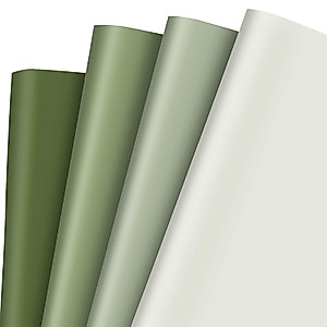 Whaline Sage Green Wrapping Paper - Not Roll 4 Colors Gradient Green Gift Wrap Paper Folded Flat Colorful DIY Craft Art Paper for Wedding Birthday Baby Shower Party Decor Supplies, 8 Sheets