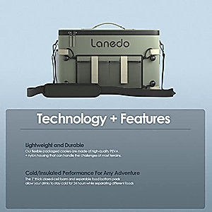 Lanedo 34-Can Multi-Functional Collapsible Soft-Sided Cooler - Leak-Proof Beach Cooler, Portable Ice Chest, and Travel Cooler for Food Shopping, Camping, Kayaking, Fishing, Multi-Person Lunch Bag!