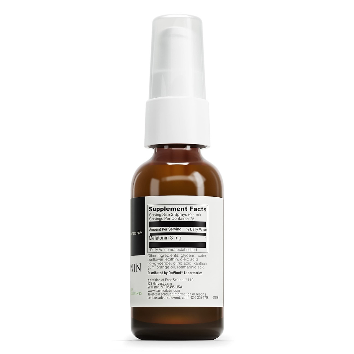 DAVINCI Labs Liposomal Melatonin Spray - Sleep Support Supplement - Bedtime Spray with 3mg Melatonin Per Serving, Fast-Acting Formula, Promotes Restful Sleep* - 30 mL