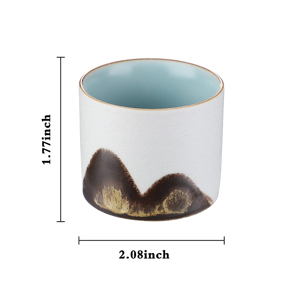 Evannt Ceramic Tea Cups Chinese Tea Cup Set of 3 Small Japanese Tea Cups Porcelain Sake Cup Kung Fu Tea Set Retro Style (Style 1#)