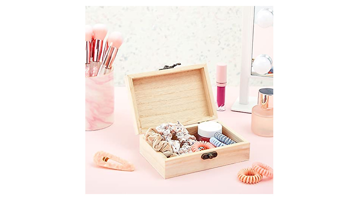 6-Pack Wooden Craft Boxes for Jewelry & More