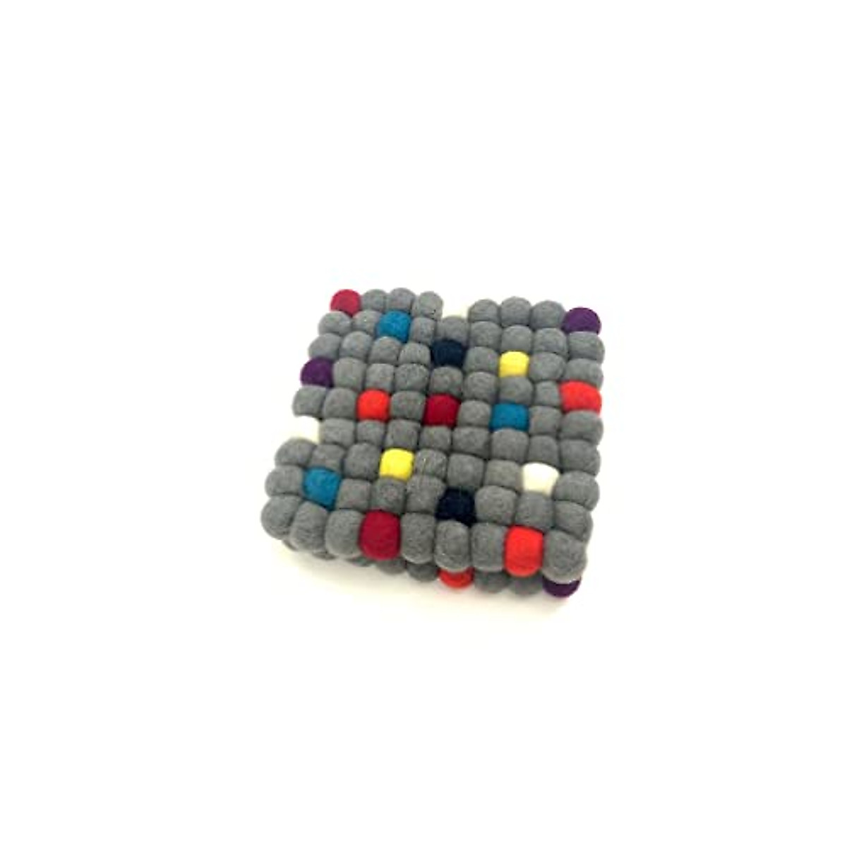 Handmade Trivet, Felt Ball Trivet, Potholders, Trivets, 100% Wool, Felt, Hot Pot Holders (Set of 2) Hot Pads, Flexible, Durable, Heat Resistant Mat, Mats, Square Trivet (Gray, Square)