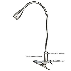 Meanyee Touch Switch Stepless Dimmable Flexible Clip On Desk Lamp/Clip on Lights Dimming Clamp Table Lamp/Clamp on Lights for Reading/Working/Study/Bedside/Bedroom/Book Lights(Warm White3000-3200K)
