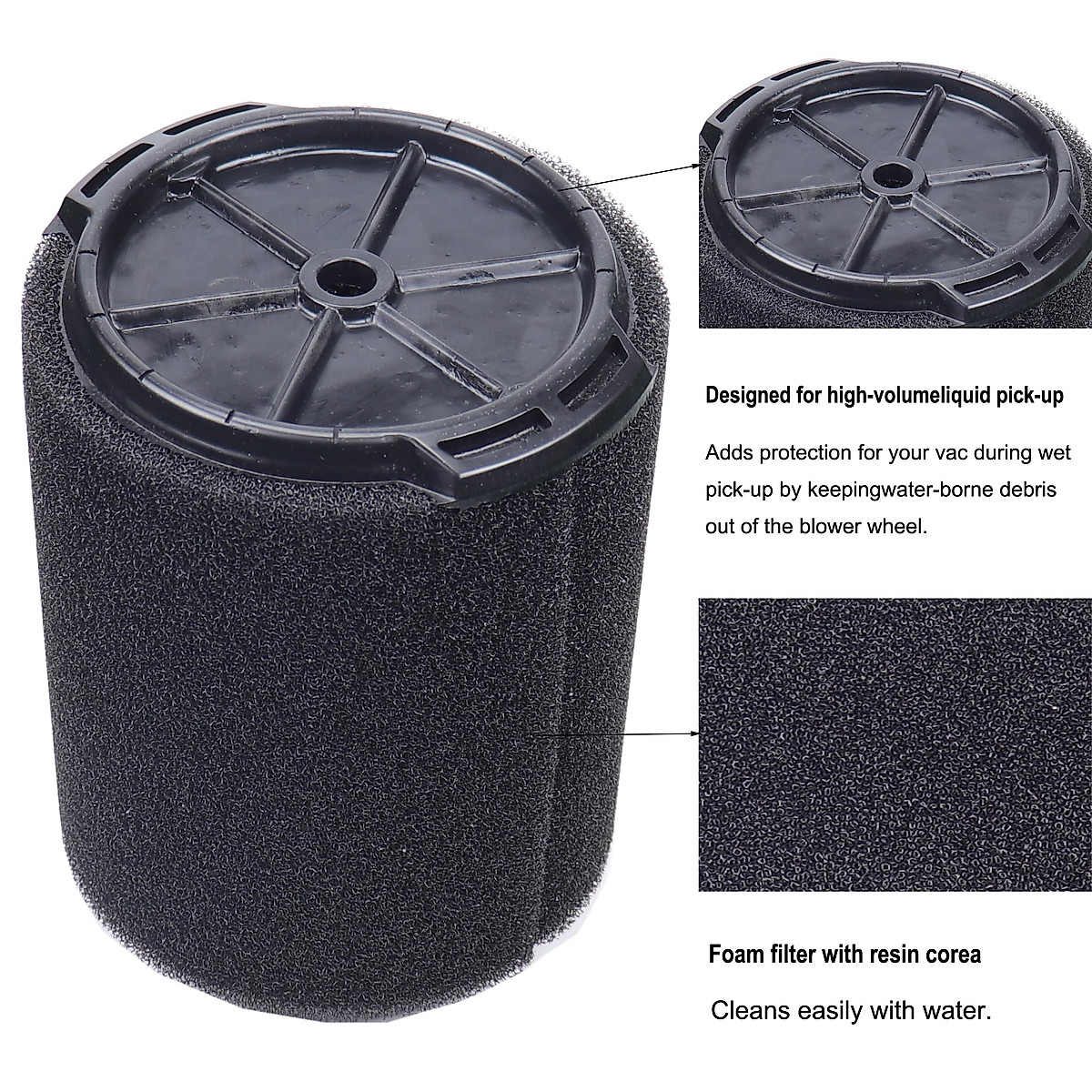 MOCW VF7000 Replacement Filters Compatible with Ridgid Wet Pickup Only Vac Filter for Ridgid 5-20 Gallon Wet/Dry Vacuums, 1 Piece
