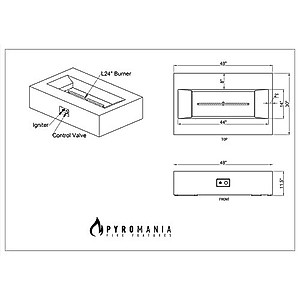 Pyromania Millenia Outdoor Concrete Fire Pit Table, 48 x 30 Inches - Natural Gas Model in Charcoal Gray Color