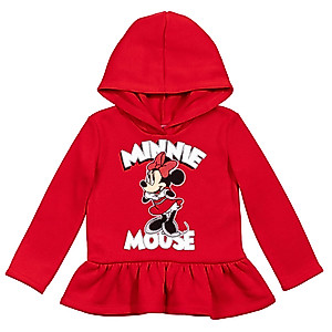 Disney Minnie Mouse Infant Baby Girls Fleece Pullover Peplum Hoodie Leggings Set Red 18 Months