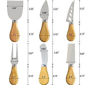 Yeeper Tiny Cheese Knife Sets, 6 PCS Wooden Cheese Knives for Cheese Charcuterie Board Utensils, Stainless Steel Cheese Slicer, Cheese Cutter, Cheese Knife, Cheese Fork