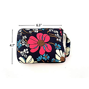 Konish Reusable Foldable Grocery Bags Folding Shopping Tote with Zipper(Blue Floral)
