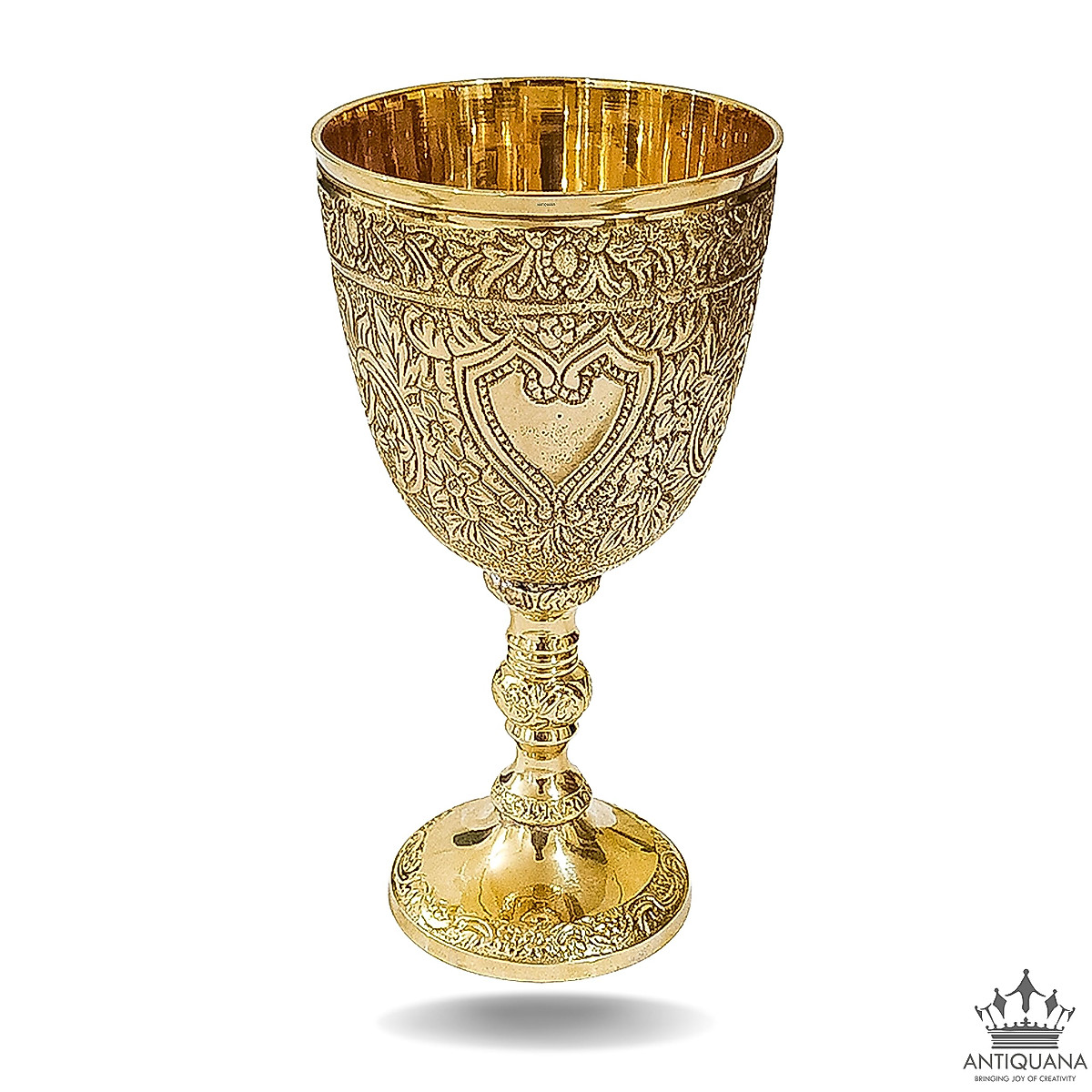 ANTIQUANA Royal Wine Goblet Solid Brass Handmade Premium Wine Cup Medieval Decor Gothic Chalice Ancient Elegant Wine Goblet (Pack of - 1)