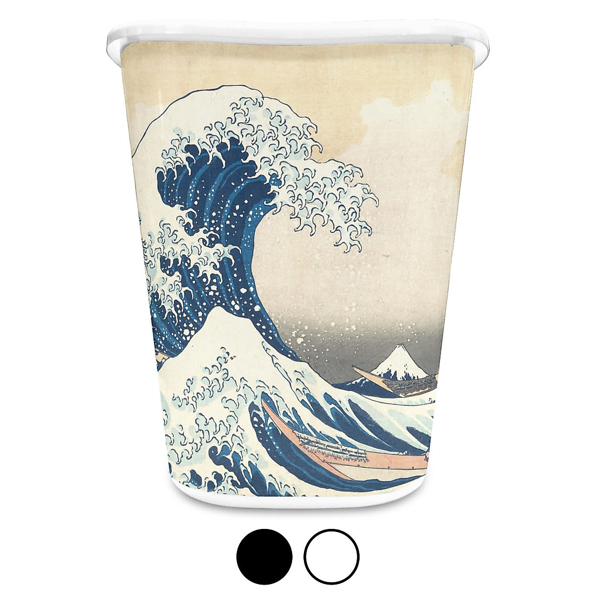 RNK Shops Great Wave Off Kanagawa Waste Basket - Single Sided (White)