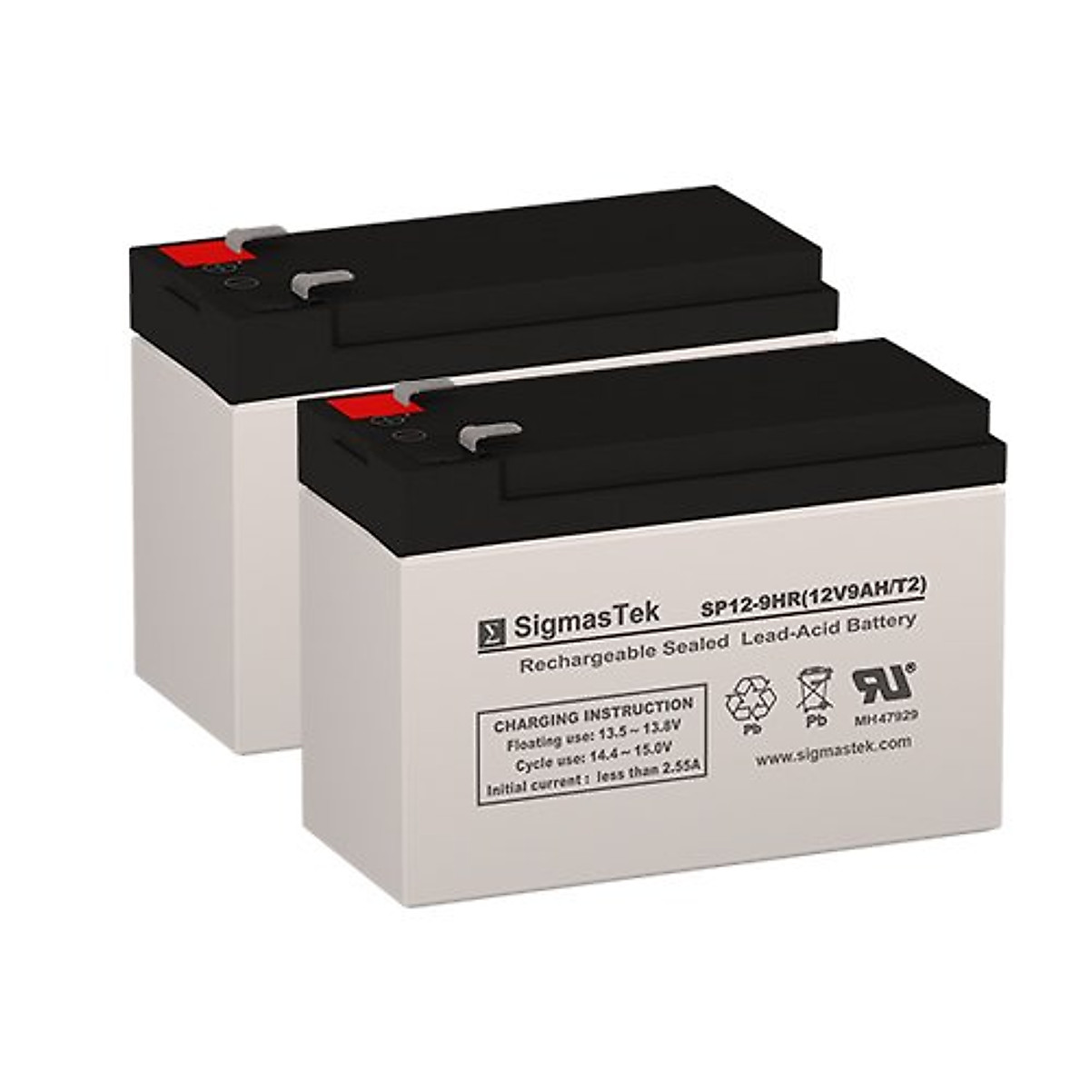 Bravo Black Box Replacement Batteries - 2X 12 Volt 9AH T2 Terminal Scooter Batteries by SigmasTek
