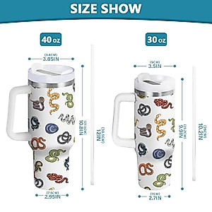 ARGTILDN 40 oz Tumbler Snake Animal Insulated Travel Mug with Handle and Straw Lid Stainless Steel Vacuum Coffee Cup Tea Beverage Container Water Bottles for Car Sports office