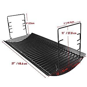 Uniflasy 27 Inches Ash Pan/Drip Pan for Chargriller 1224, 1324, 2121, 2222, 2727, 2828, 2929 Charcoal Grills, Charbroil 17302056 Grill Grates Replacement Part with 2pcs Fire Grate Hanger