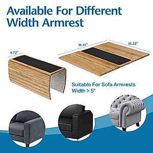 Semounva Bamboo Sofa Armrest Tray, Armchair Table Sofa Arm Tray, Bamboo Design Couch Arm Table Caddy for snacks, Drinks, Remote, Cups, Flexible and Foldable Tray