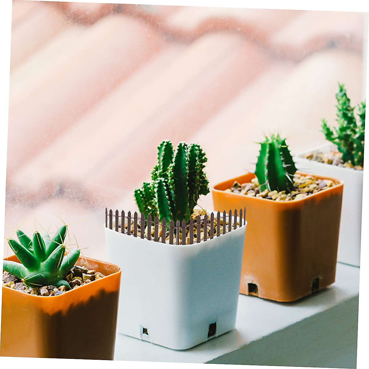 Happyyami Mini Wood Picket Fence Rustic Christmas Decor Mini Plants Border Fencing Garden Fence No Dig Fence Brown Outdoor Christmas Decorations Miniature Fence Fairy Child Flower Bed Wooden