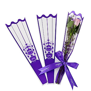 Aylmrice Clear Flower Bouquet Sleeve Flower Wrapping Plastic Paper Floral Arrangement Supplies Wrap Bags Single Rose Packaging Bags for Party Feastival Wedding Valentine's Day 100 Counts White love