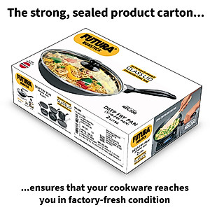 FUTURA NDL20G Non-Stick Deep-Fry Pan(Kadhai) 2.0 Litre with Glass Lid and Flat Bottom, 10.23 IN, Gray