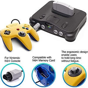Classic N64 Controller, miadore Rerto N64 Gaming Remote Gamepad Joystick for N64 Console Video Game System ( Yellow and Blue)