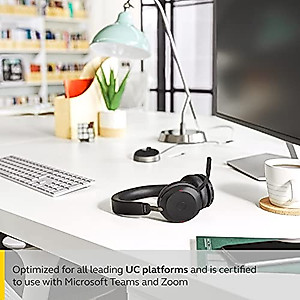 Jabra Evolve2 75 PC Wireless Headset with 8-Microphone Technology - Dual Foam Stereo Headphones with adjustable Advanced Active Noise Cancelling, USB-C Bluetooth Adapter and UC Compatibility - Black