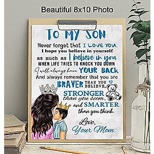 Boy Bedroom Wall Art - To My Son - Mexicans Latinx Gift from Mom Mother - Little Boys Room decoration - Baby shower Gift - Blue Nursery Decor - Kids Infant Toddler Child Family Wall Decor Poster