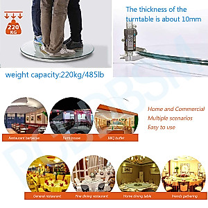 60-120cm/24-47 inch Round Lazy Susan Glass Turntable, Large Rotating Swivel Tray, Round Turntable Countertop, for Kitchen, Restaurant, Dining Table, Easy to Share All Food,60cm/23.6in