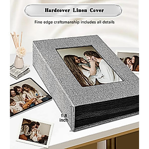 Ejblfe Photo Album 4x6,Linen Cover Slide-in Photo Album Book Can Holds 100 4x6 Photos with 50 Black Sheets for Family,Wedding,Baby and Holiday Pictures (Gray)